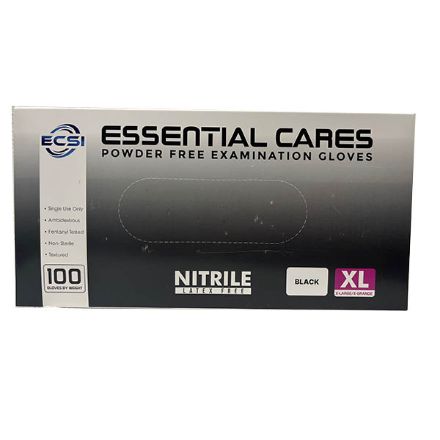 Essential Cares. Nitrile Glove Powder-Free Finger Textured Black Essential Cares Medium 100pc/Bx ...